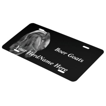 YOUR HERDNAME Boer Goats Sketch License Plate | Zazzle