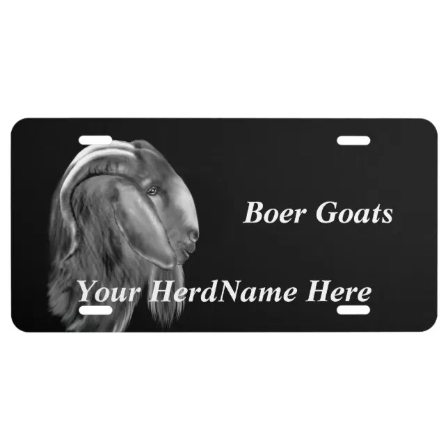 YOUR HERDNAME Boer Goats Sketch License Plate | Zazzle