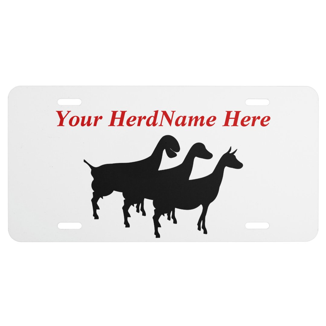 YOUR HERDNAME Dairy Goats Silhouette License Plate | Zazzle
