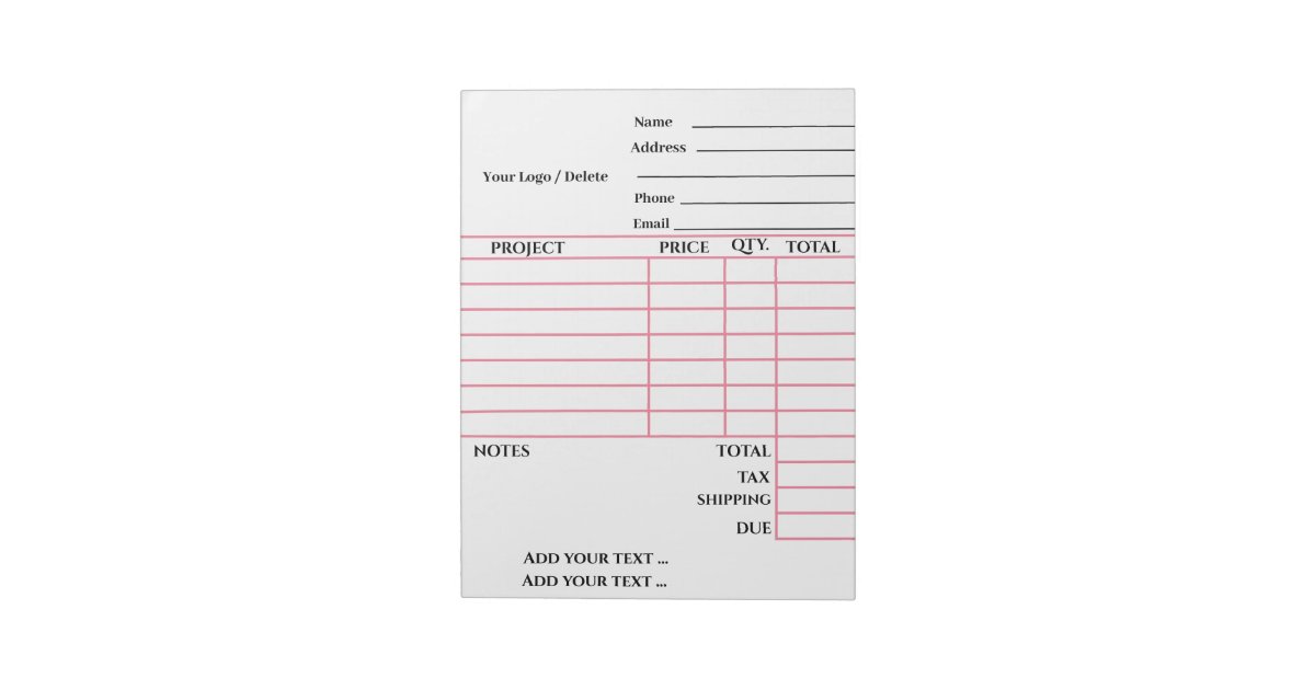 Your Invoice Notepad | Zazzle