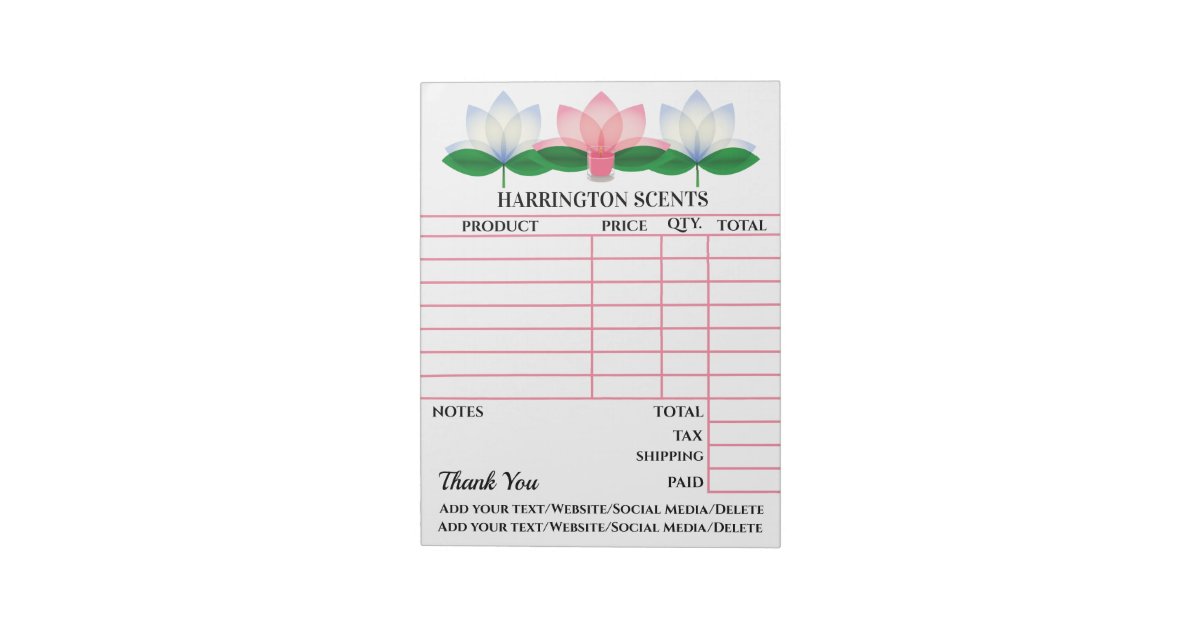 Your Invoice Notepad | Zazzle