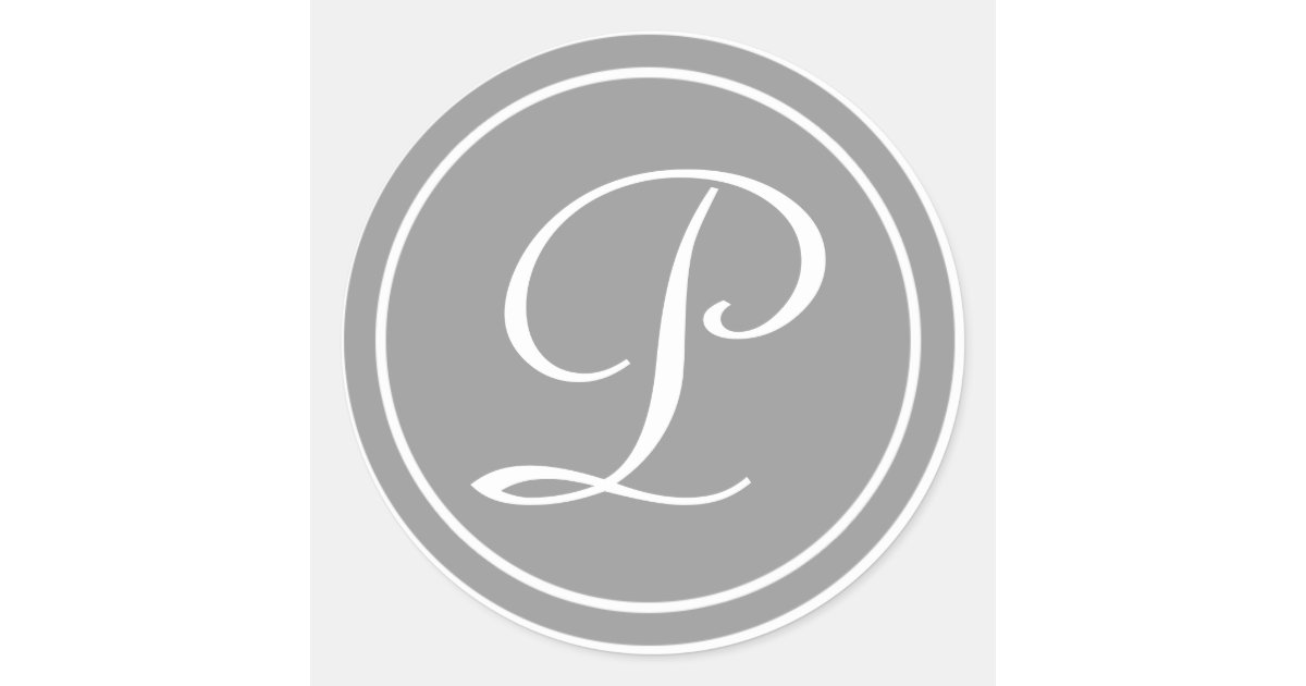 Your Letter, Monogram P, Initial Grey Classic Round Sticker | Zazzle