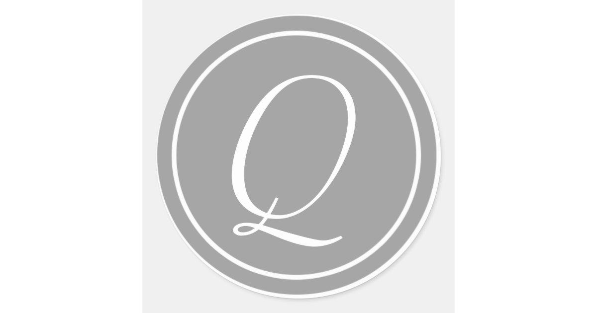 Your Letter, Monogram Q, Initial Grey Classic Round Sticker | Zazzle