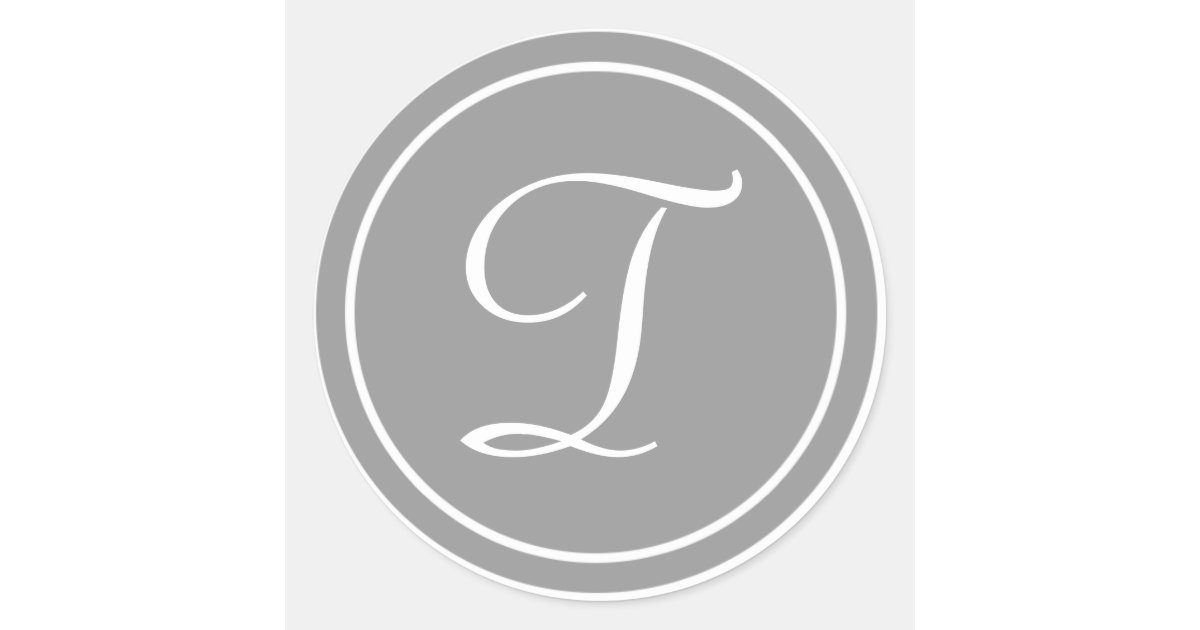 Your Letter, Monogram T, Initial Grey Classic Round Sticker | Zazzle