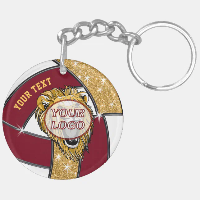 Your LOGO and 5 Text Boxes Volleyball Keychains | Zazzle