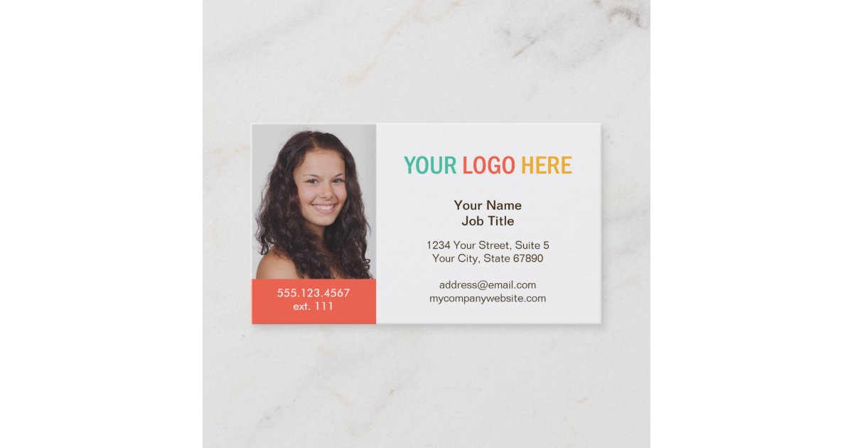 Your logo and photo headshot professional company business card | Zazzle