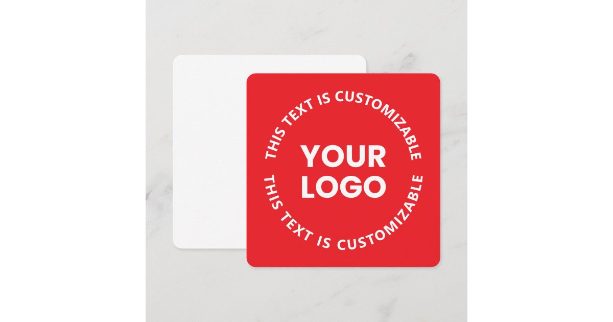 Your Logo/Any Uploaded Image & Circular Text | Red Note Card | Zazzle