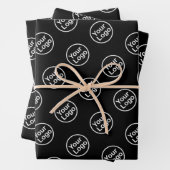 Your Logo (automatically) Tiled v2 | Black Wrapping Paper Sheets | Zazzle