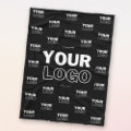 Your Logo & Background Repeating Logo | Black Fleece Blanket | Zazzle