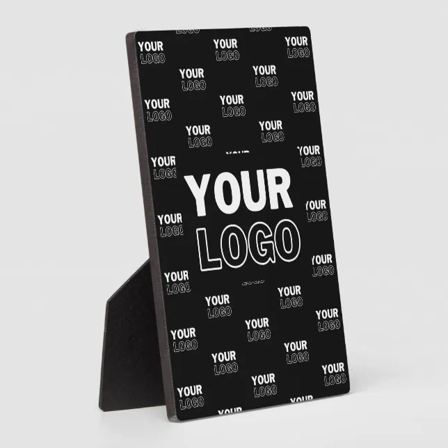 Your Logo & Background Repeating Logo | Black Plaque | Zazzle
