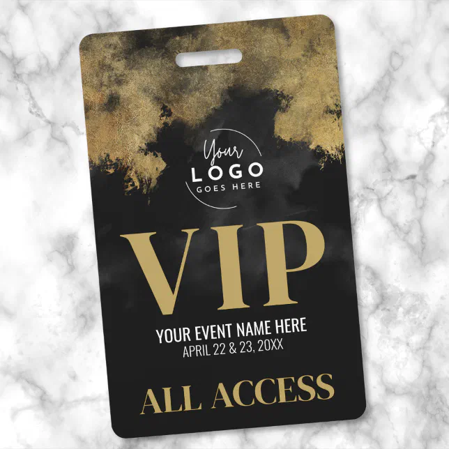 Your Logo Black Gold Event VIP Badge | Zazzle