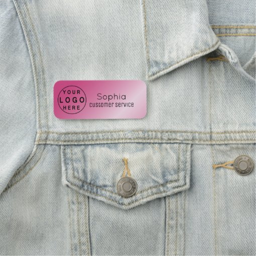 Your Logo Brushed Radial Hot Pink Name Tag | Zazzle