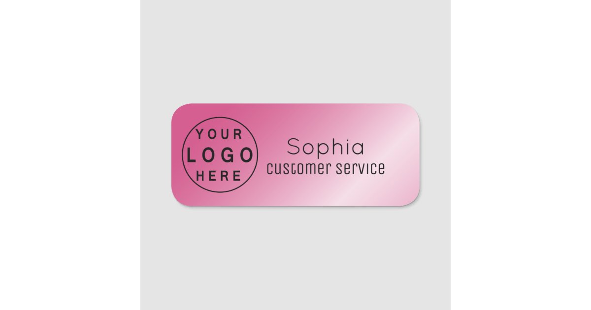Your Logo Brushed Radial Hot Pink Name Tag | Zazzle