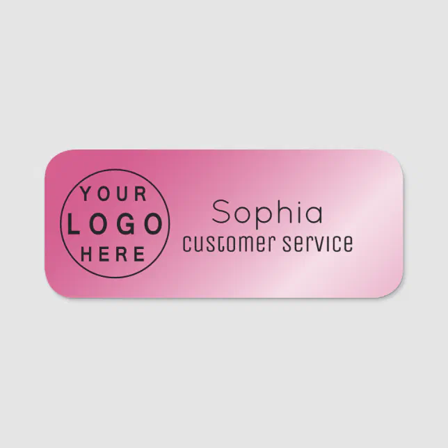 Your Logo Brushed Radial Hot Pink Name Tag | Zazzle