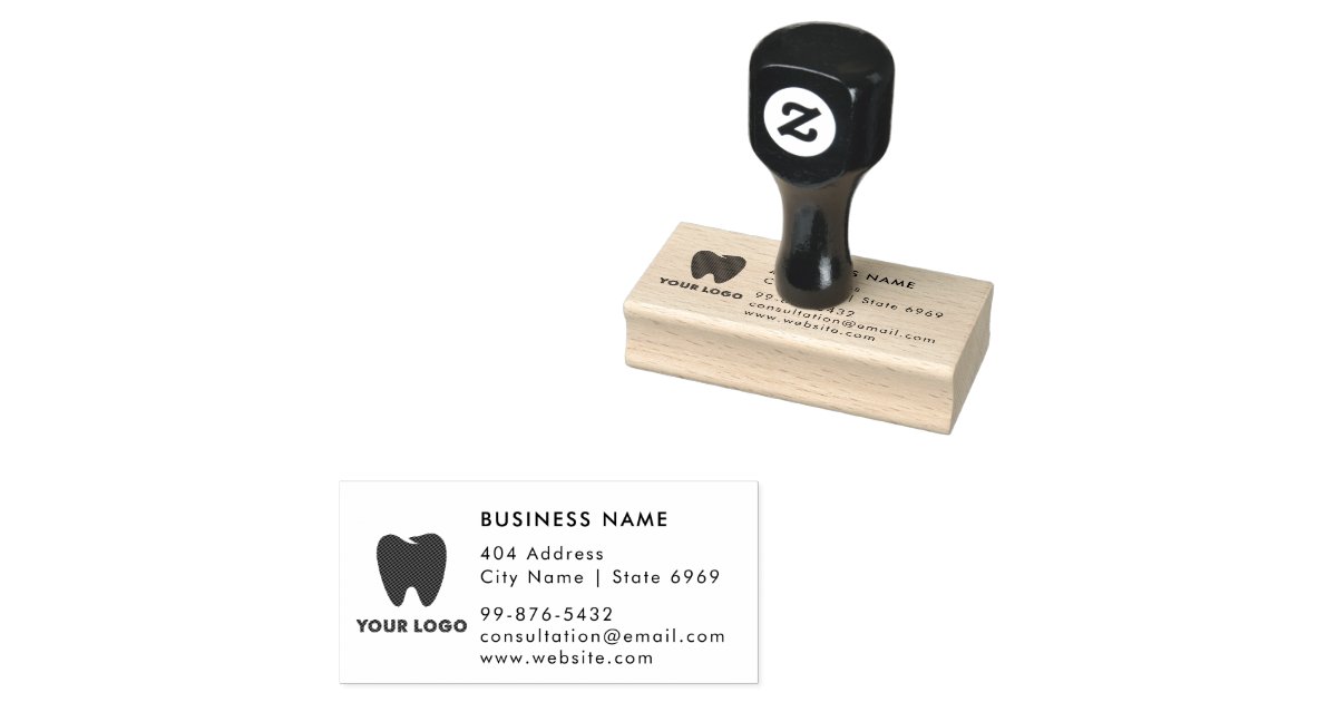 Your Logo | Business Dentist Modern Minimalist Rubber Stamp | Zazzle
