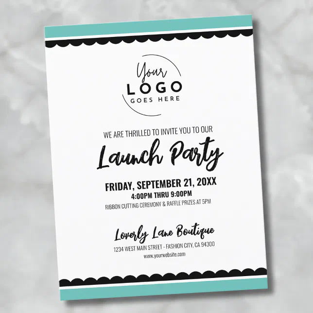 Your Logo Business Launch Party Postcard | Zazzle