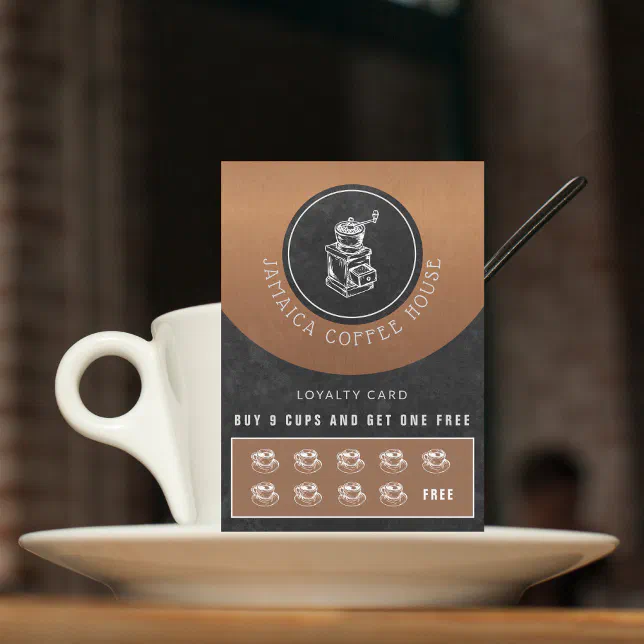 Your logo coffee shop free coffee loyalty card | Zazzle