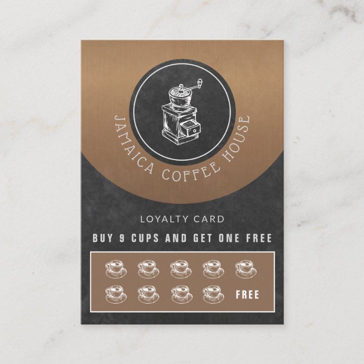Your logo coffee shop free coffee loyalty card | Zazzle