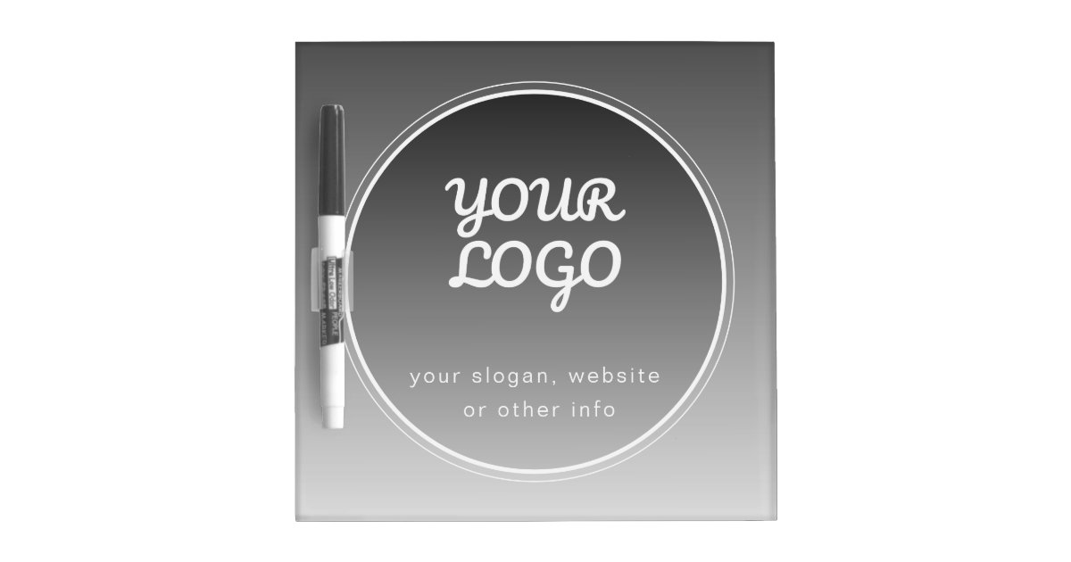 Your Logo & Editable Text | Dark Grey Gradient Dry Erase Board | Zazzle