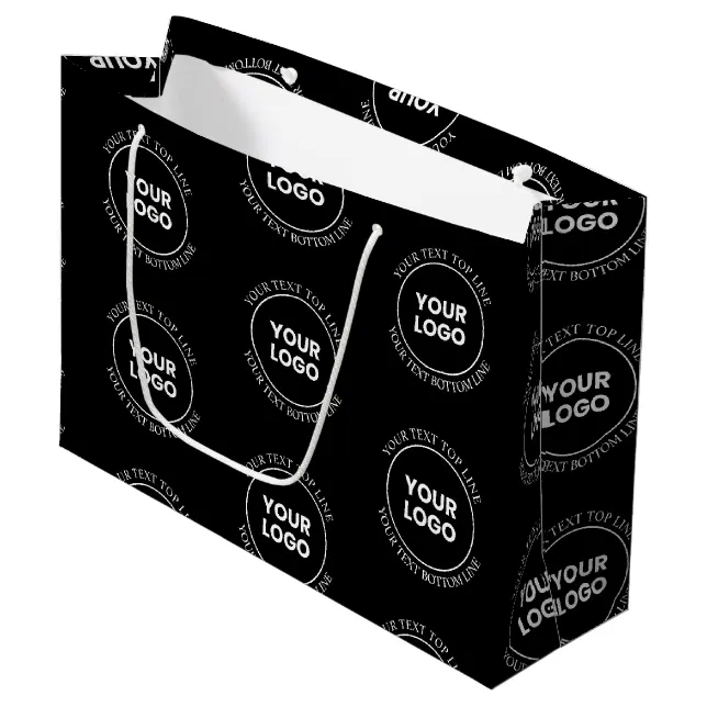 Your Logo & Editable Text | Repeating Pattern Large Gift Bag | Zazzle