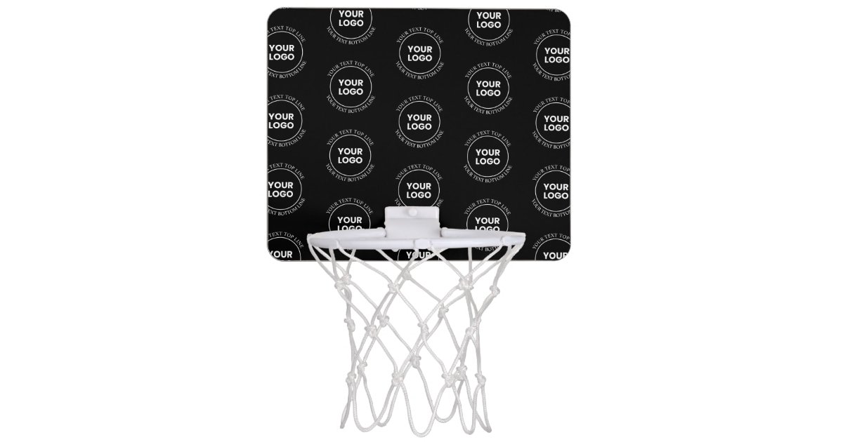 Your Logo & Editable Text | Repeating Pattern Mini Basketball Hoop | Zazzle