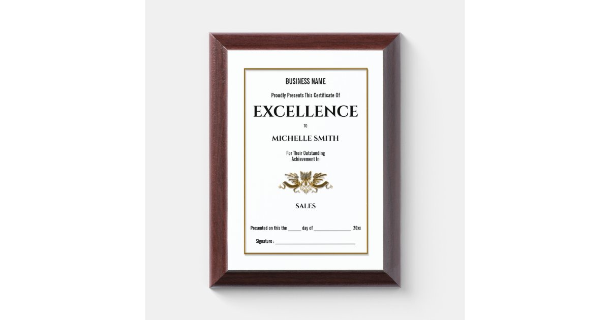 Your logo | gold crest business excellence award plaque | Zazzle