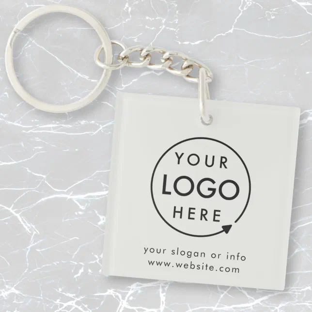 Your Logo | Gray Silver Business Corporate Modern Keychain | Zazzle