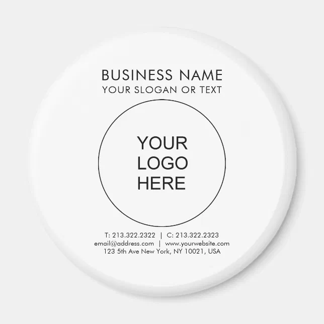 Your Logo Here Custom Business Circle Template Magnet | Zazzle