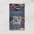 Your Logo Here Modern Custom QR Code Fireworks Business Card | Zazzle