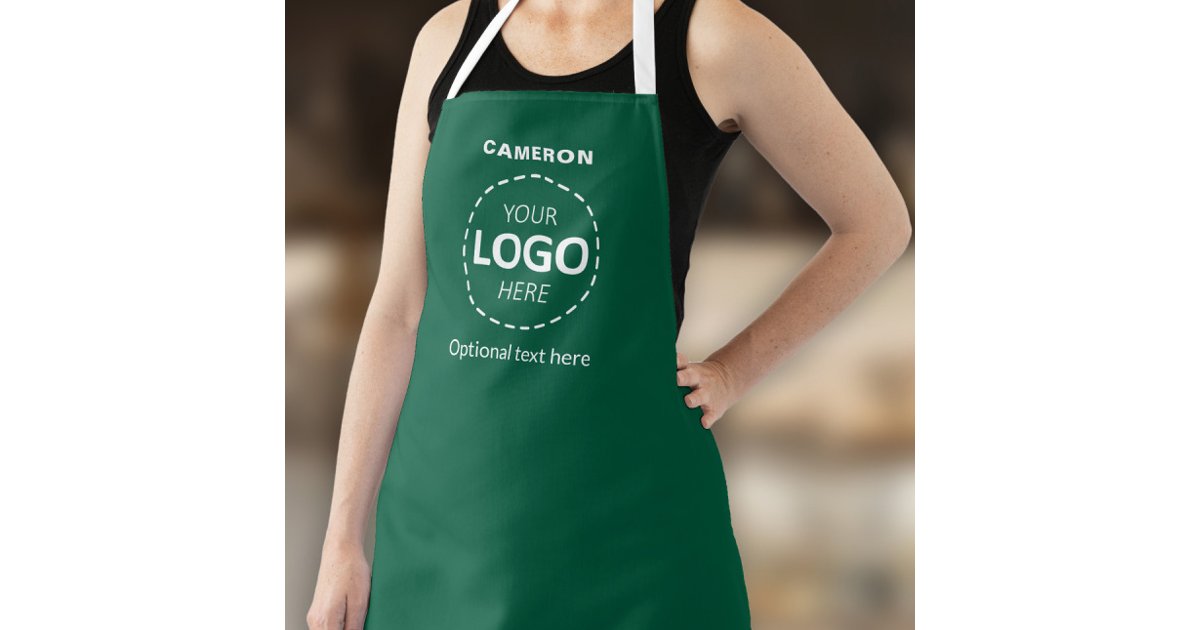 Your Logo Here - Simple Custom Green Business Apron | Zazzle