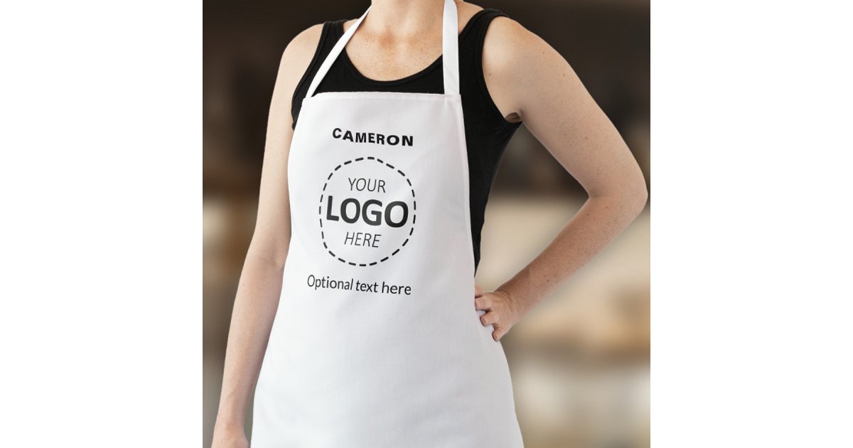 Your Logo Here - Simple Custom White Business Apron | Zazzle