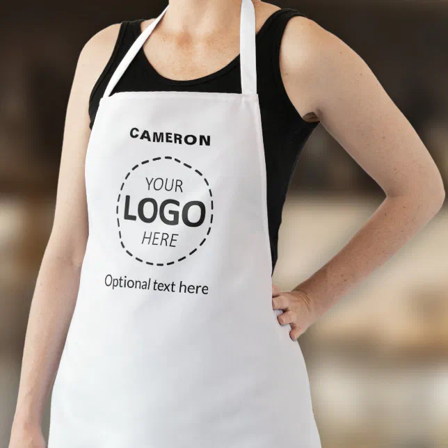 Your Logo Here - Simple Custom White Business Apron | Zazzle