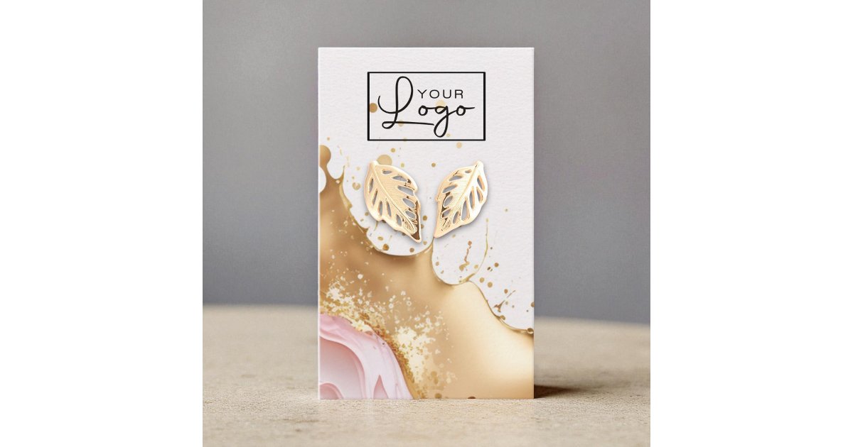 Your Logo Metallic Wave Earring Card QR Code | Zazzle