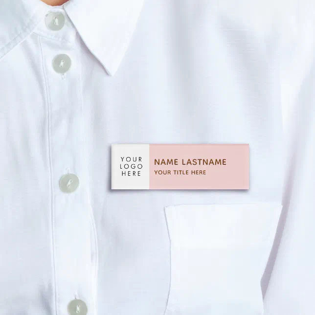 Your Logo Minimalist Blush Pink White Magnet Title Name Tag | Zazzle Your Logo Minimalist Blush Pink White Magnet Title Name Tag | Zazzle