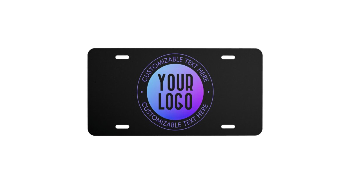 Your Logo & Modern Blue & Purple Ombre Gradient License Plate | Zazzle