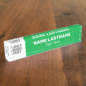 Your Logo Modern Bold Name Title Simple Green Desk Name Plate | Zazzle
