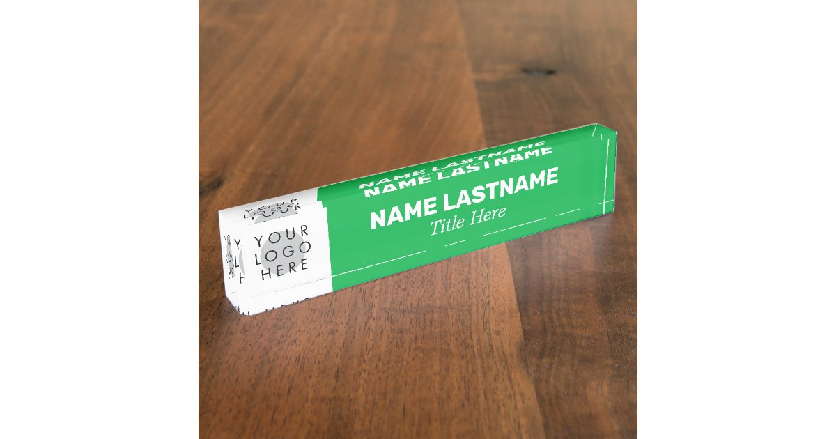 Your Logo Modern Bold Name Title Simple Green Desk Name Plate | Zazzle