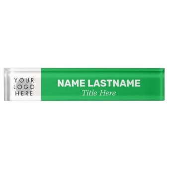 Your Logo Modern Bold Name Title Simple Green Desk Name Plate | Zazzle