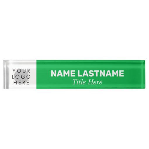 Your Logo Modern Bold Name Title Simple Green Desk Name Plate | Zazzle