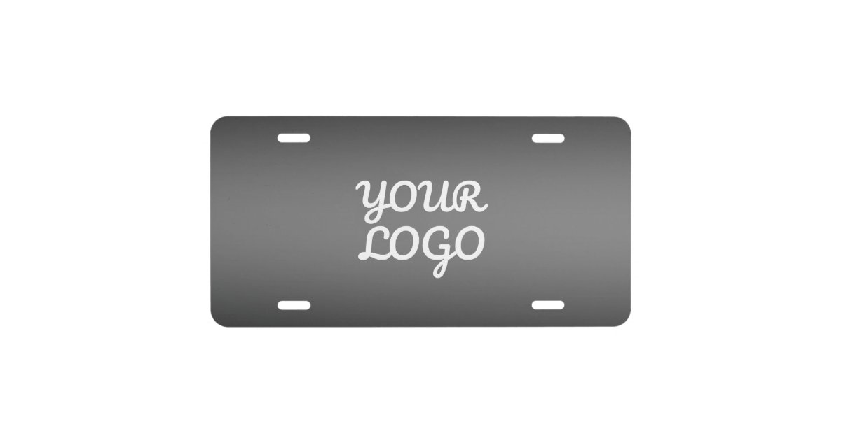Your Logo & Modern Dark Grey Editable Color Ombre License Plate | Zazzle