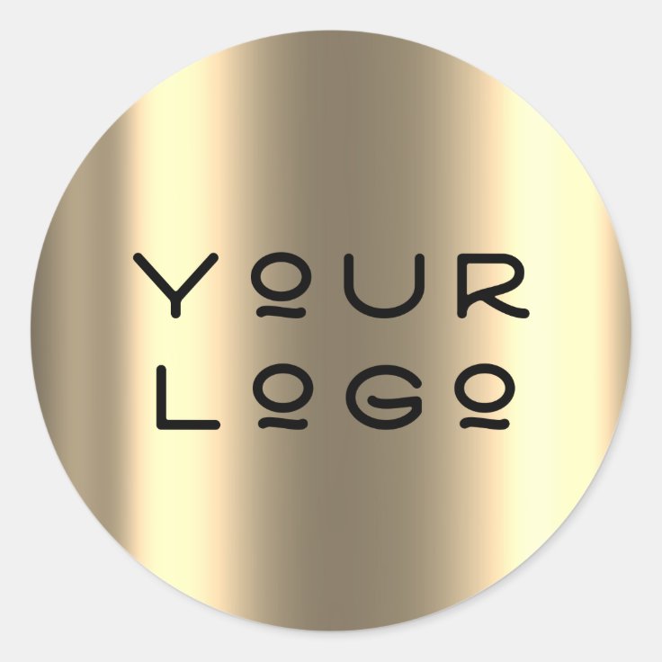 Your Logo Modern Metallic Minimalism Online Shop Classic Round Sticker ...