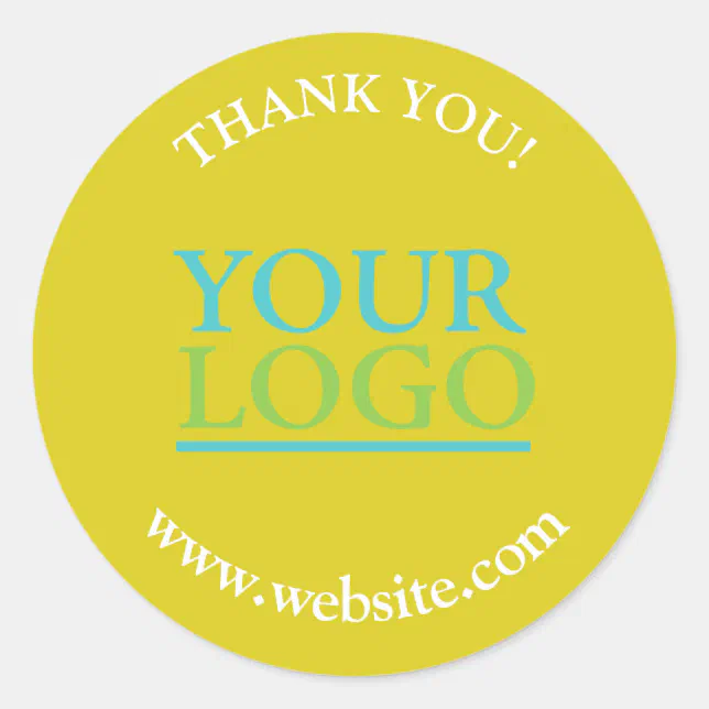 Your Logo, Name & Website Promo, Dark Yellow Classic Round Sticker | Zazzle