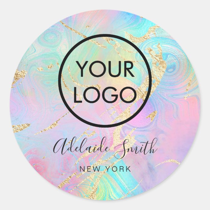 your logo on abstract design classic round sticker | Zazzle.com