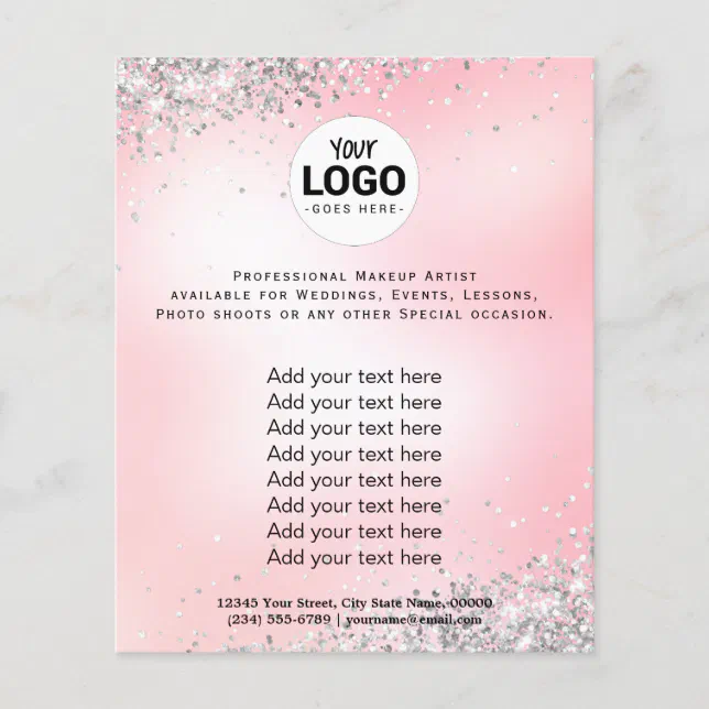 your logo on faux glitter background flyer | Zazzle