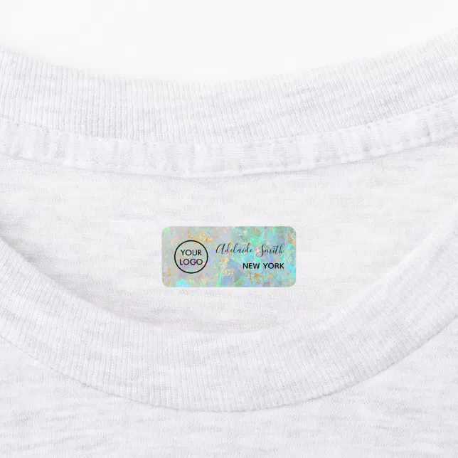 your logo on opal background labels | Zazzle
