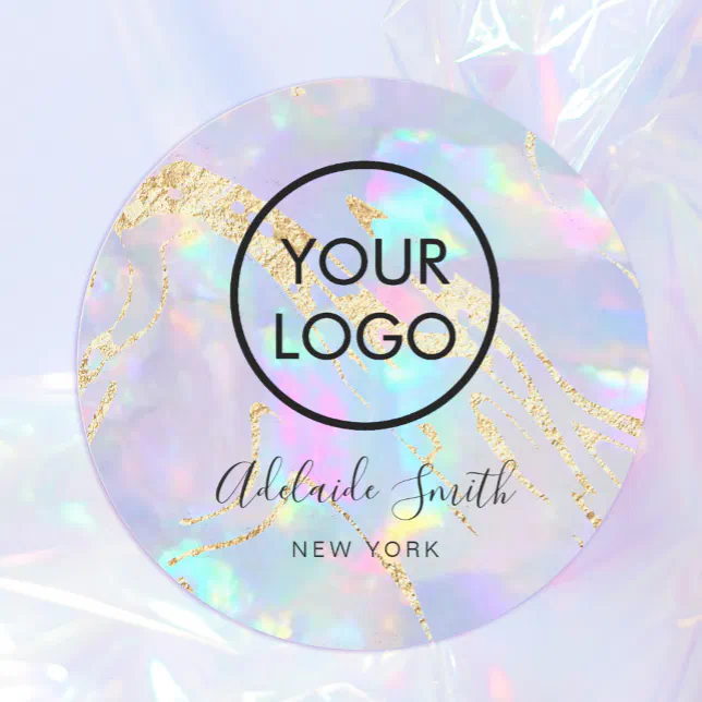 your logo on opal classic round sticker | Zazzle