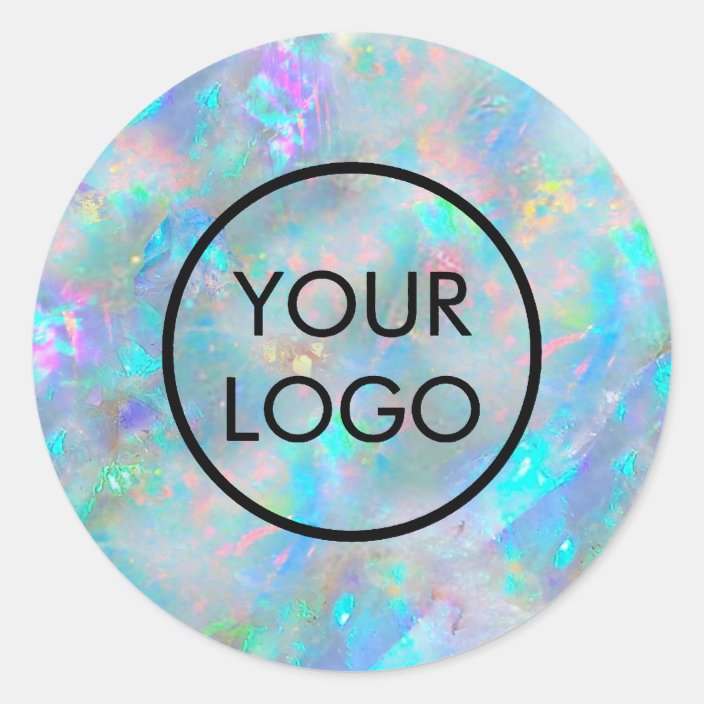 your logo on opal inspired texture classic round sticker | Zazzle.com