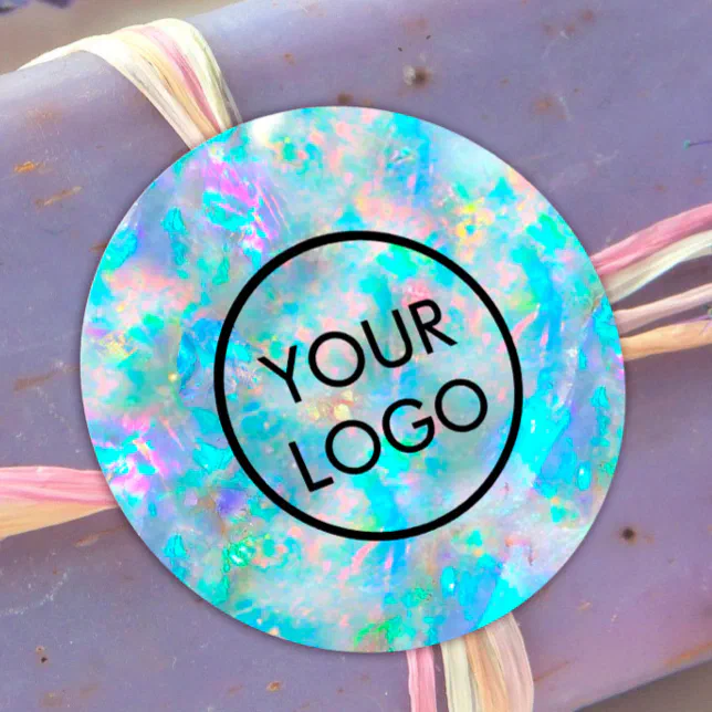 your logo on opal inspired texture classic round sticker | Zazzle