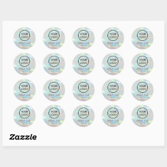 your logo on opal photo classic round sticker | Zazzle