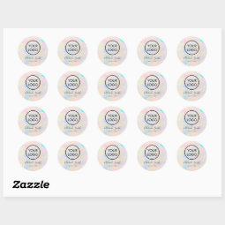 your logo on opal texture classic round sticker | Zazzle